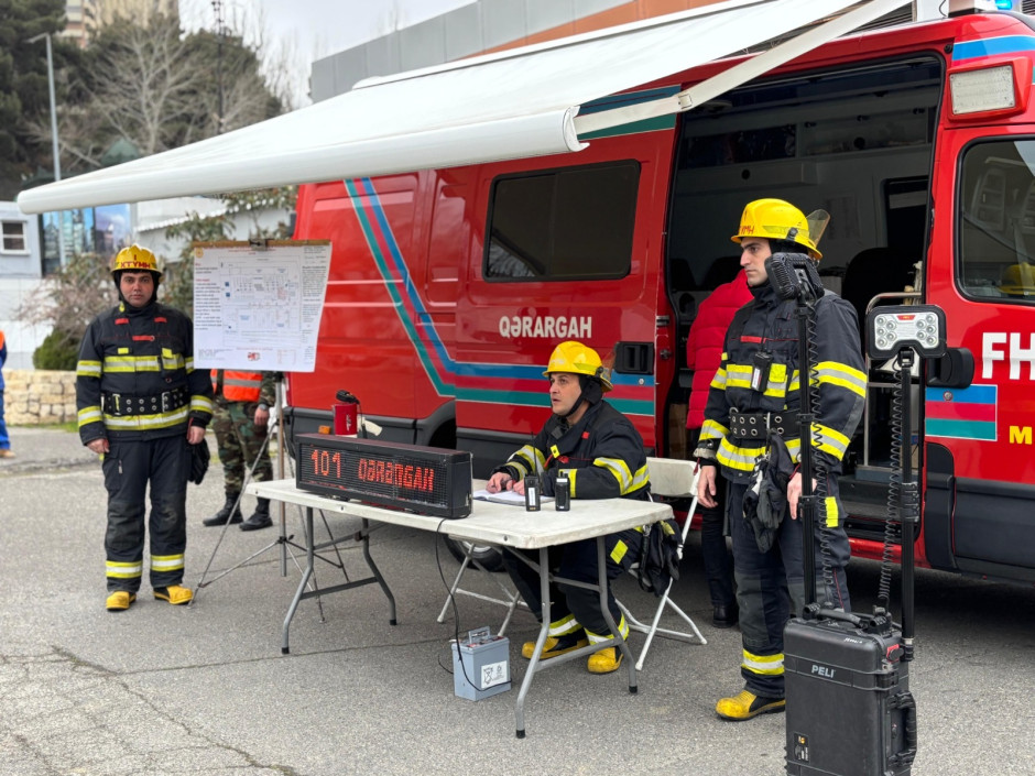 MES State Fire Protection Service conducts a training at the Baku ...